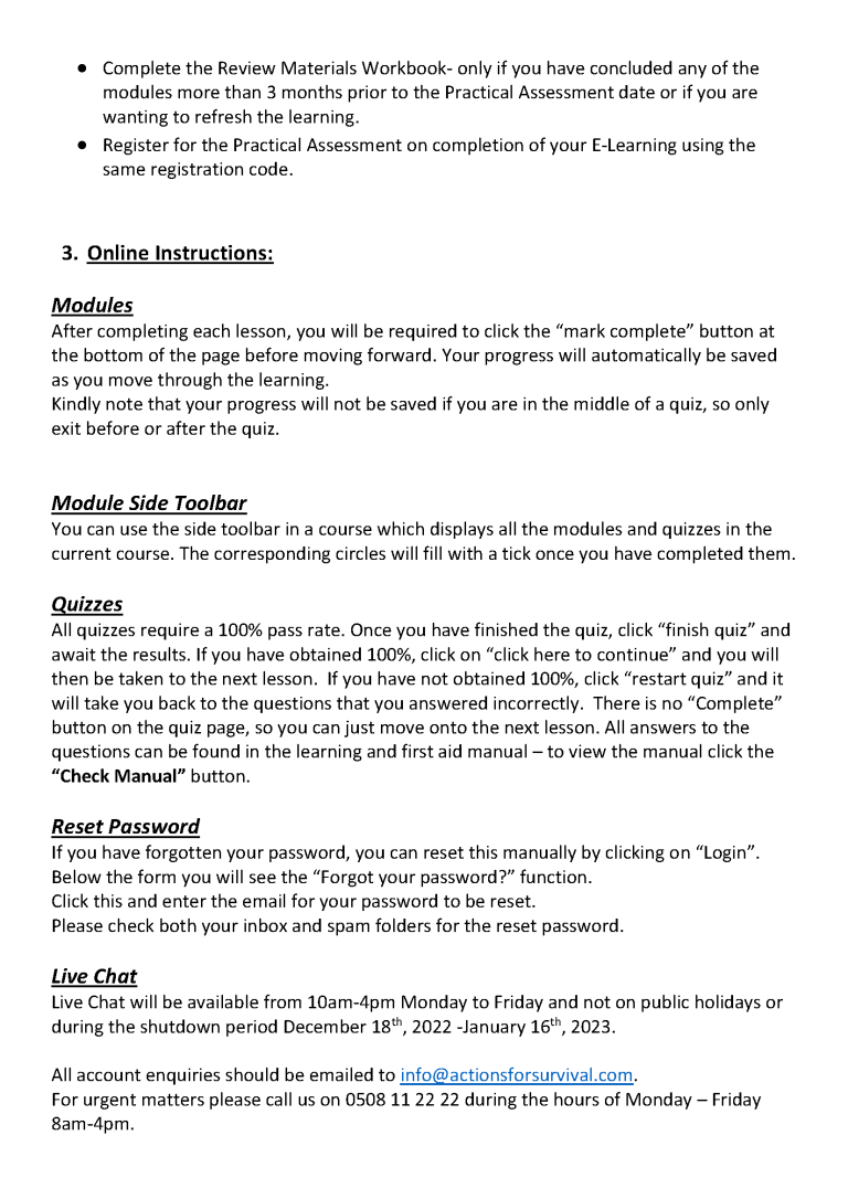 Online Learning Instructions – First Aid For All